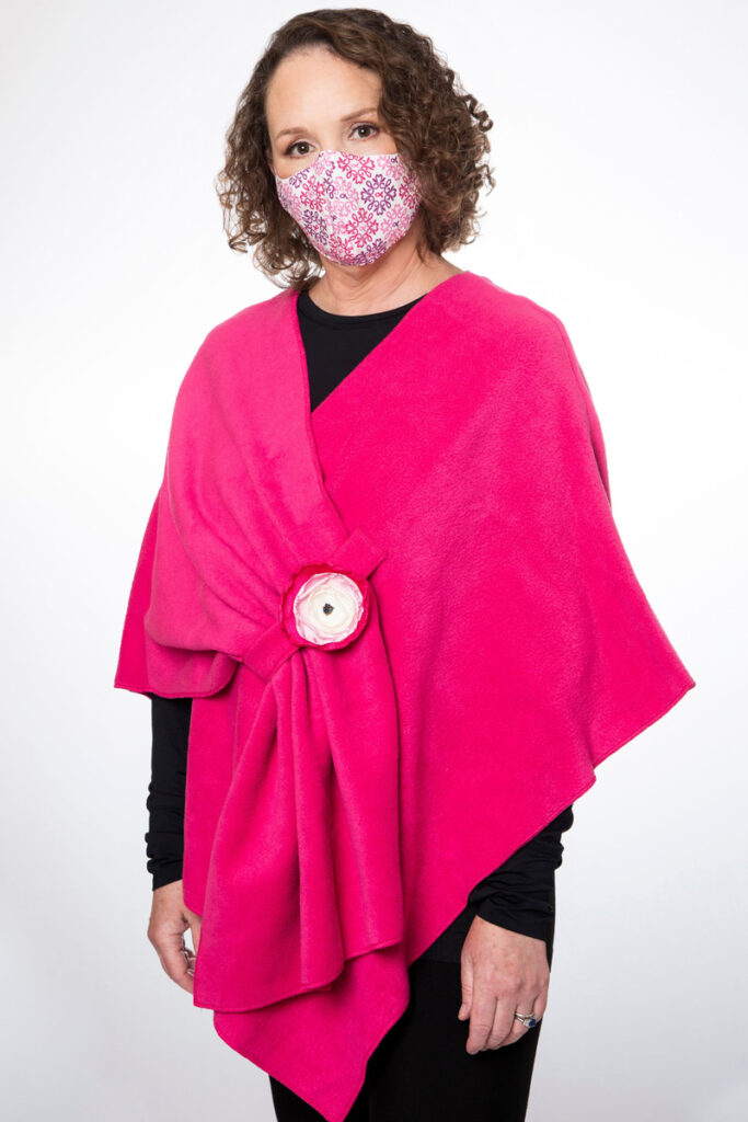 Fuchsia Pink Fleece Shoulder Wrap for Chemo Treatments
