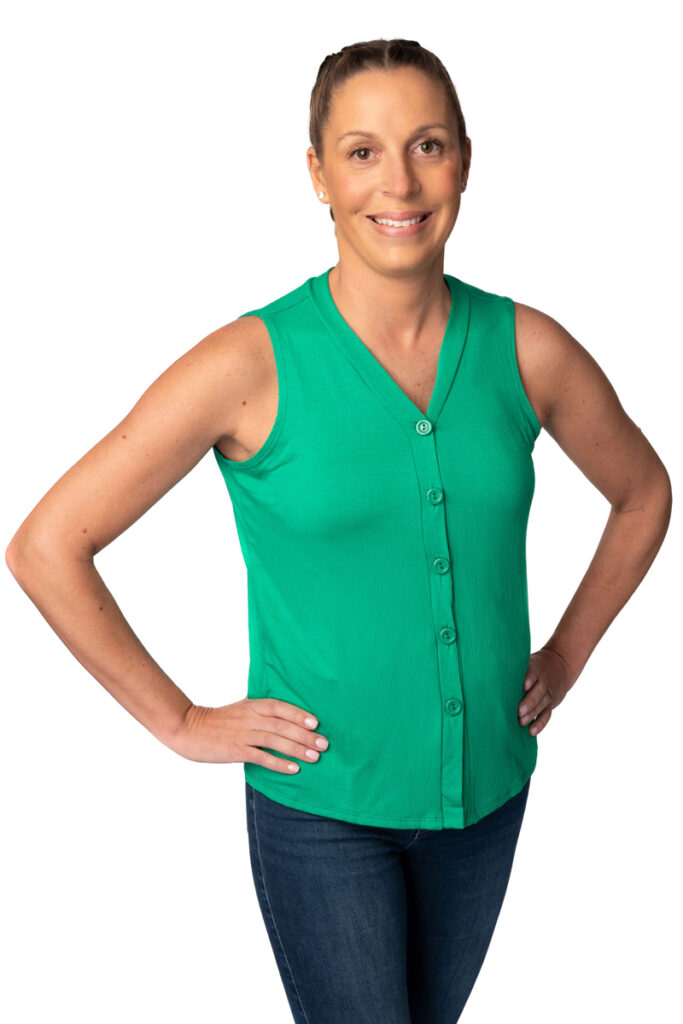Green Soft Post Mastectomy Camisole with Inner Drain Pockets